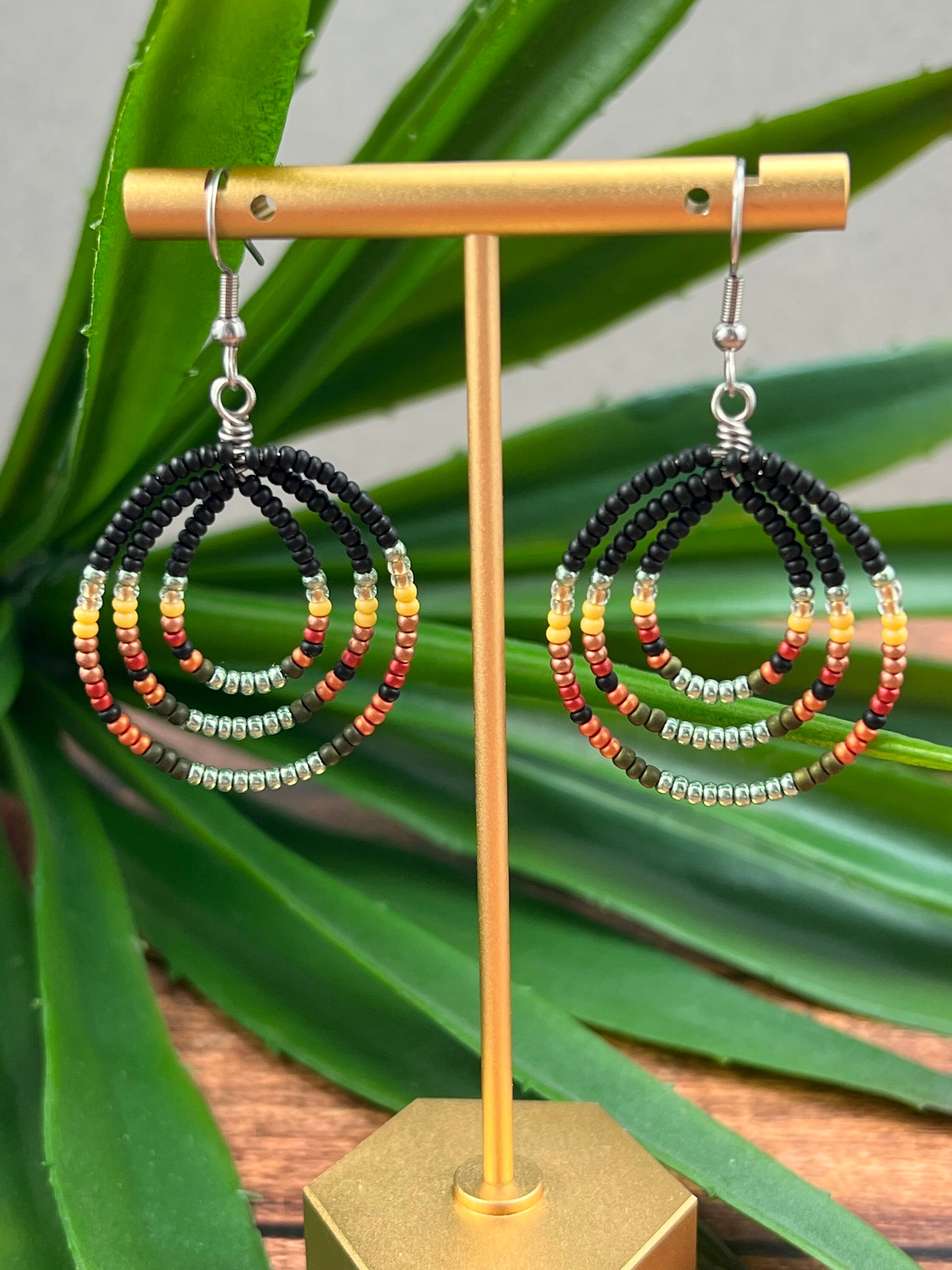 Western, Hoop, Earrings, Seed Bead, Triple Loop, Rodeo - Etsy
