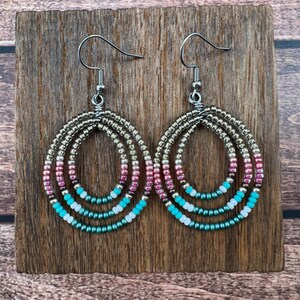Triple Loop Seed Bead Earrings - Etsy