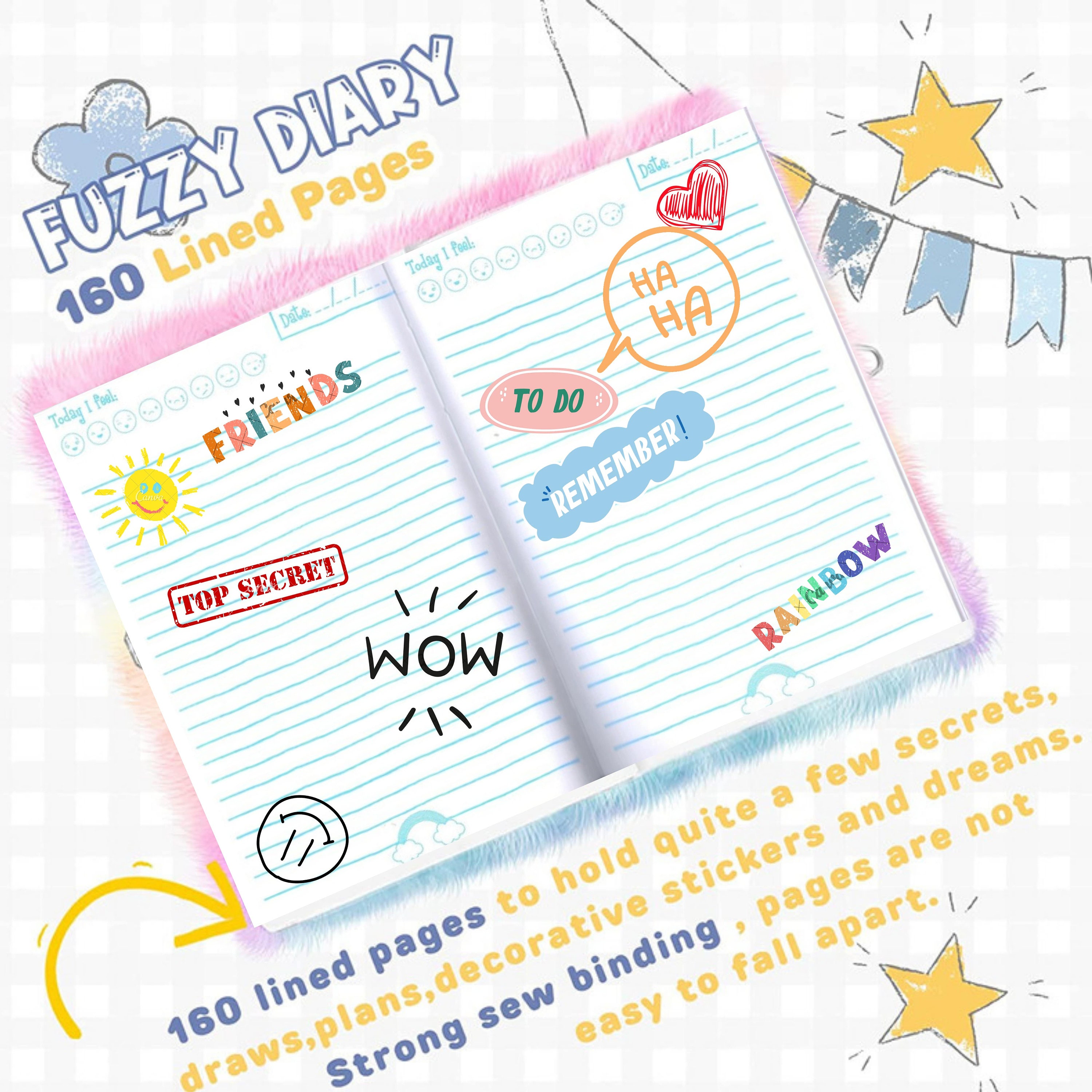 Bear Secret Diary With Lock for Girls, Kids Diary, Gifts for Girls for ...