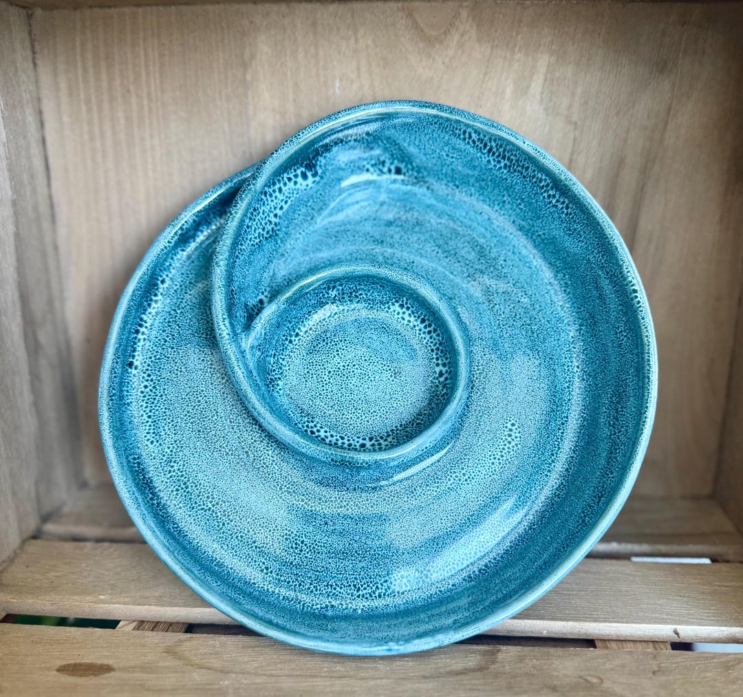 Swirl Charcuterie Pottery Plate, Snack Plate, Chip and Dip - Etsy