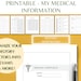 Printable My Medical History / Medical Binder Templates / Organize ...