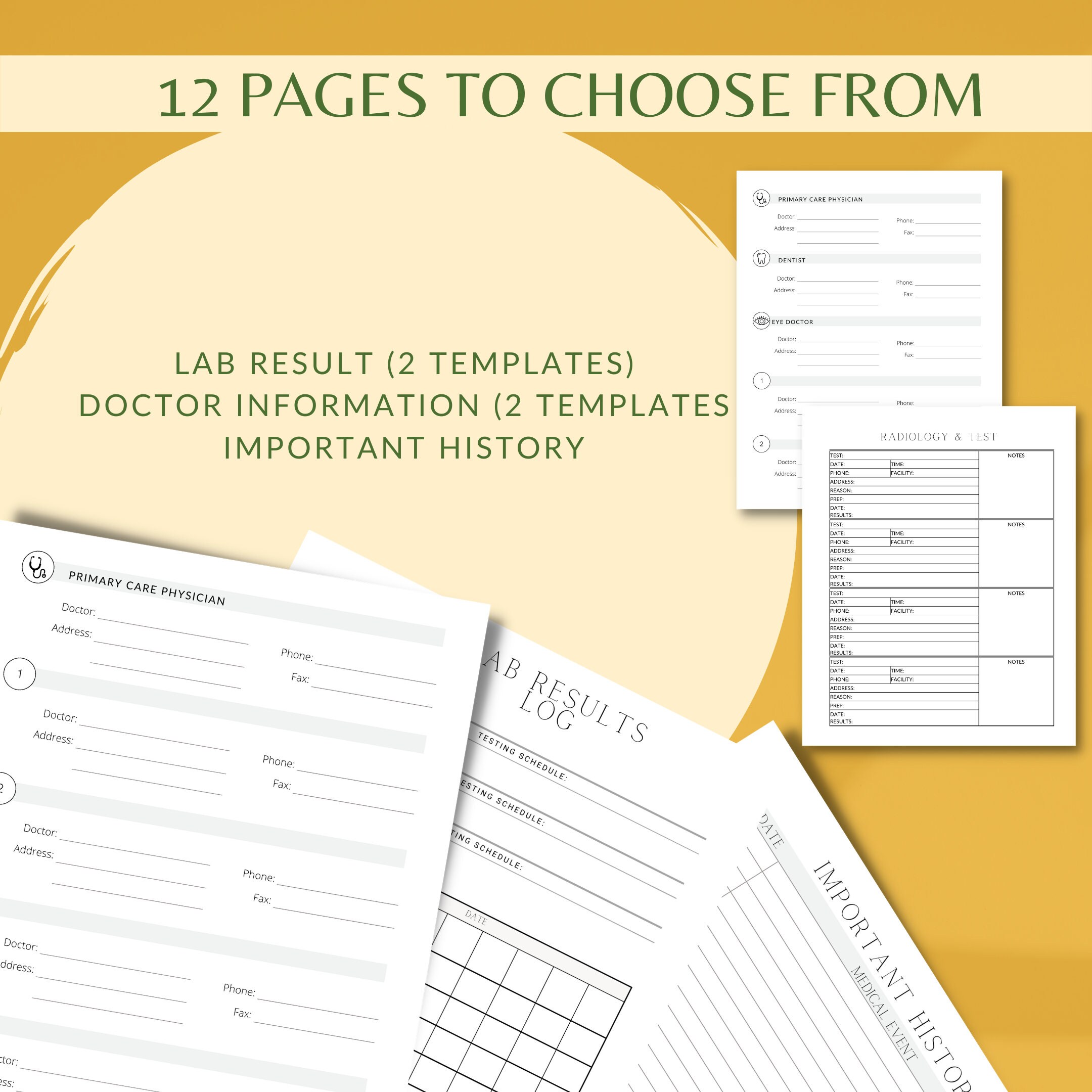 Printable My Medical History / Medical Binder Templates / Organize ...