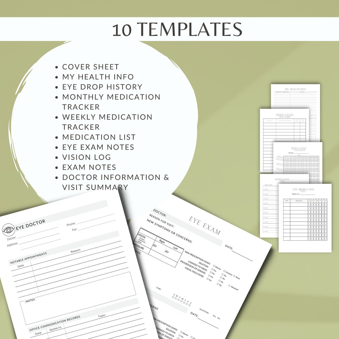 Printable Eye Exam Info Logs / Printable Eye Drop Sheet and Checklist ...