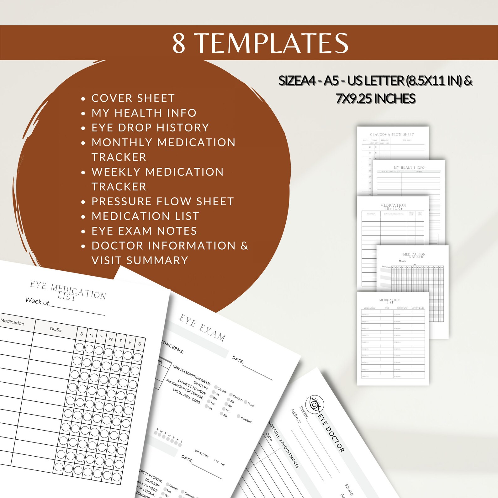 Glaucoma Management Printable Sheet / Eye Pressure Sheets / Eye Drop ...