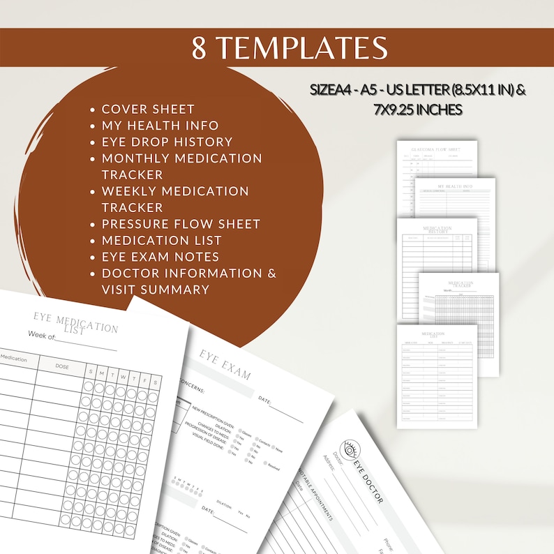 Glaucoma Management Printable Sheet / Eye Pressure Sheets / Eye Drop ...