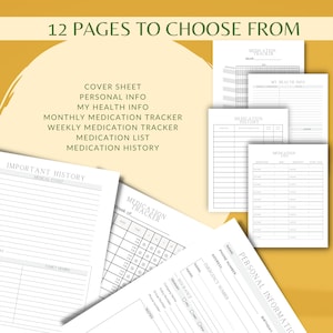 Printable My Medical History / Medical Binder Templates / Organize ...