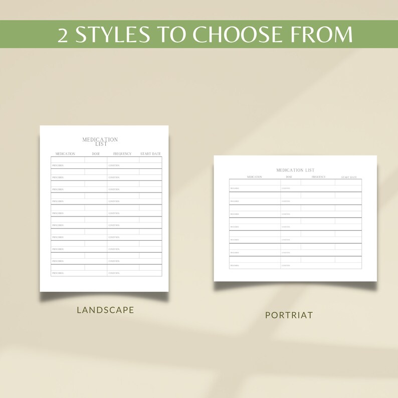 5 Printable Medication Pages/ Medication Tracker Templates - Etsy