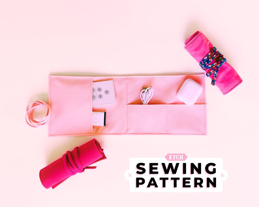 Roll Pouch PDF Sewing Pattern | Easy to Sew Travel Roll-up for Tech ...