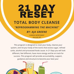 21 Day Reset Program Weight Loss Program Nutrition Planning Body Cleanse Accountability Plan ...