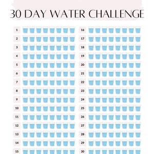 30 Day Water Challenge Tracker - Etsy