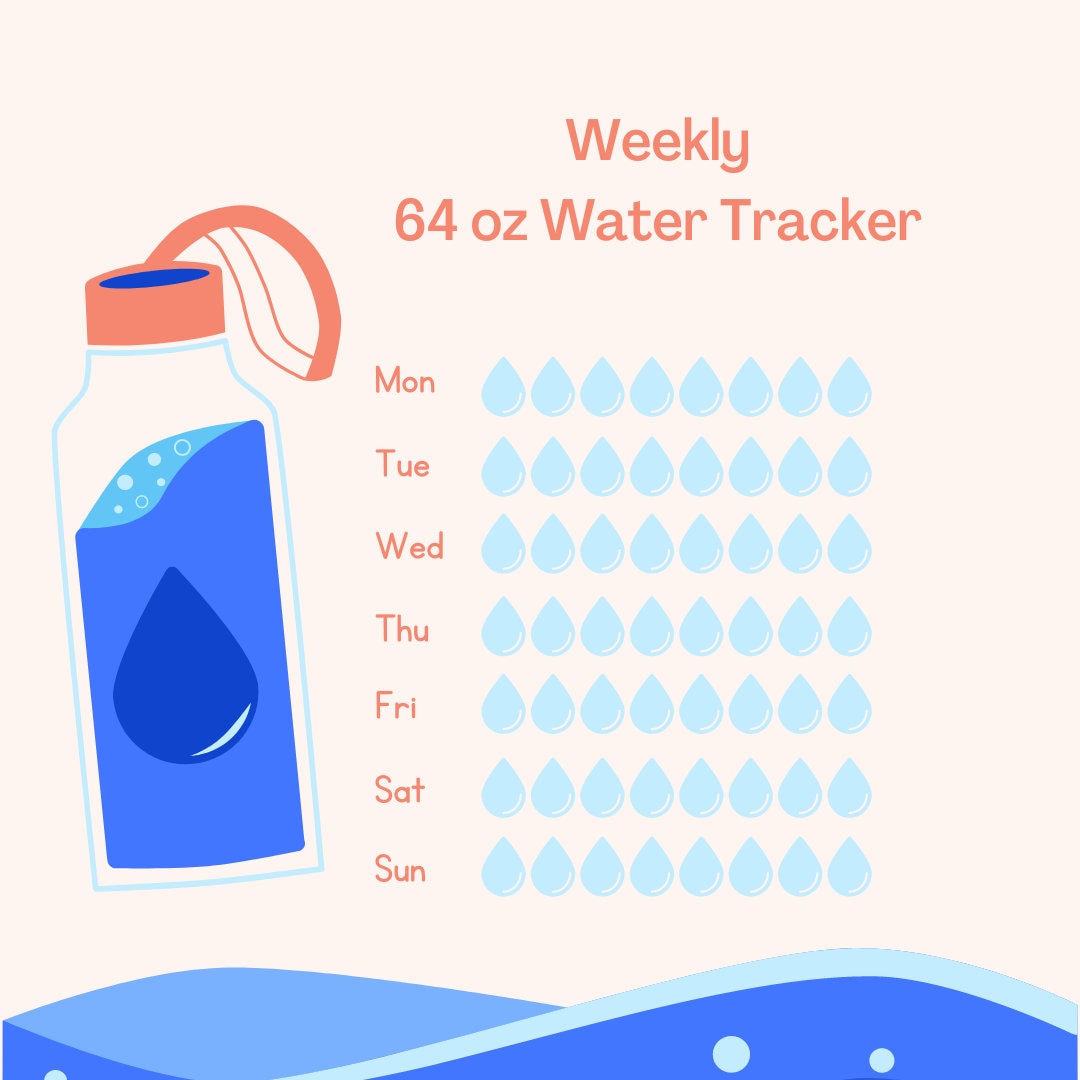 Water Tracker Printable, Monthly Water Intake Tracker, Hydration ...