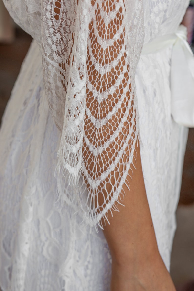 Long White Lace Robe, Long Lace Robe, Honeymoon Robe, Wedding Robe ...