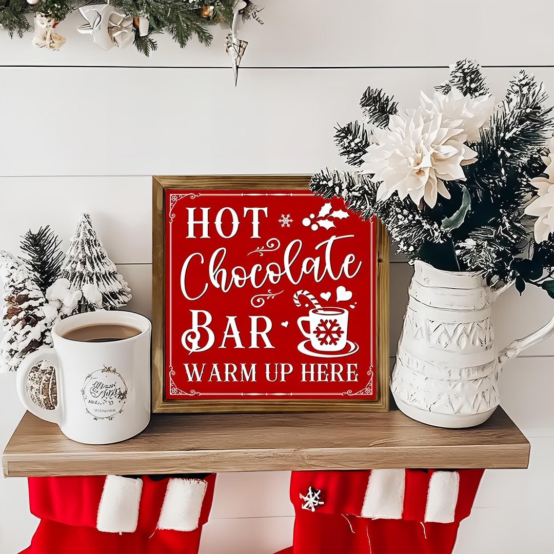 Vintage Chocolate Bar Wooden Framed Sign, Christmas Wall Decor Framed ...
