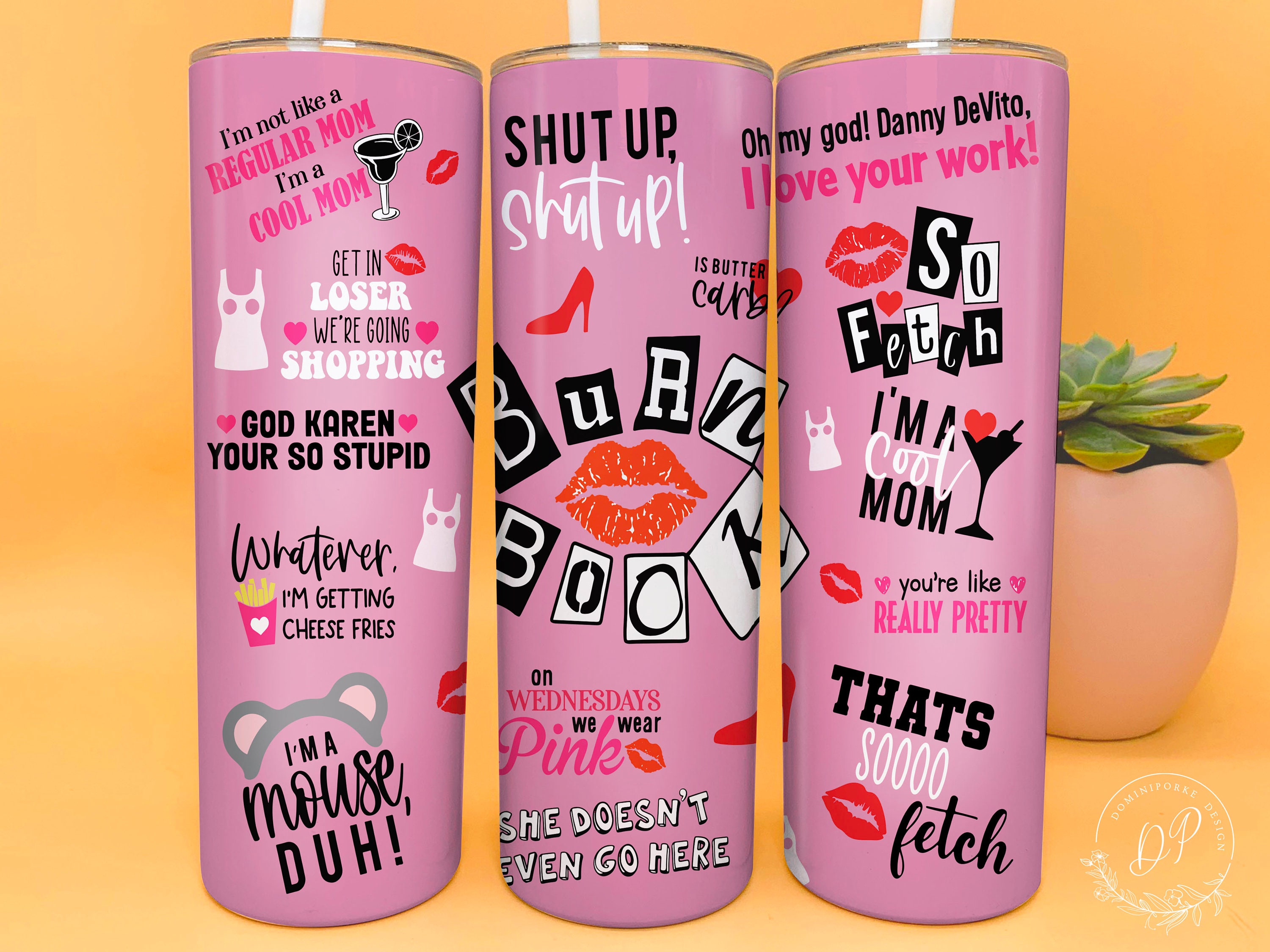 Burn Book 20oz Skinny Straight And Tapered Designs Mean Girls Tumbler