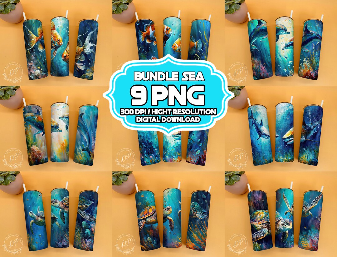 Ocean Animals 20oz Skinny Straight & Tapered Designs, Animal Tumbler ...