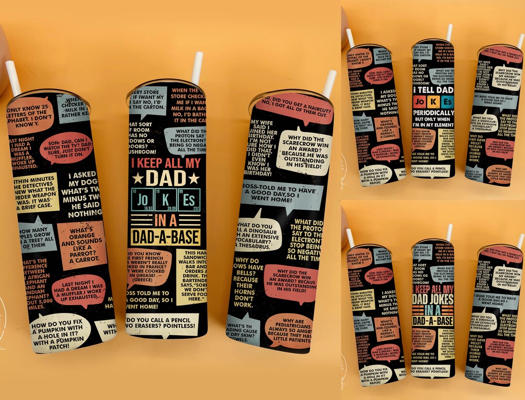 Bundle Dad Jokes 20oz Skinny Straight & Tapered Designs, Gift for Dad ...