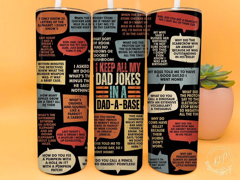 Bundle Dad Jokes 20oz Skinny Straight & Tapered Designs, Gift for Dad ...