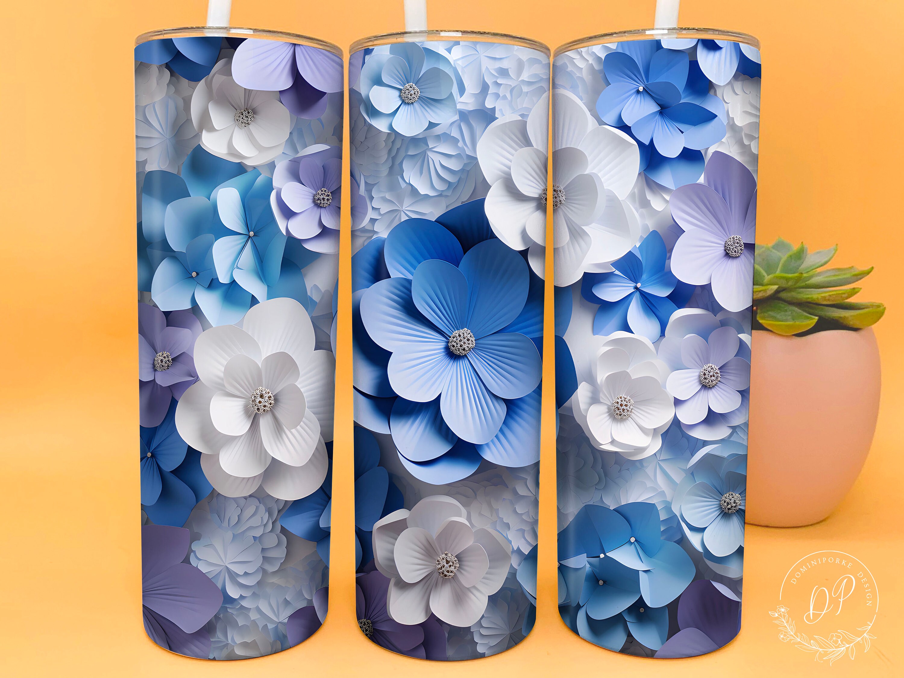 3D Hydrangea 20oz Skinny Straight & Tapered Designs 3D Pastel - Etsy