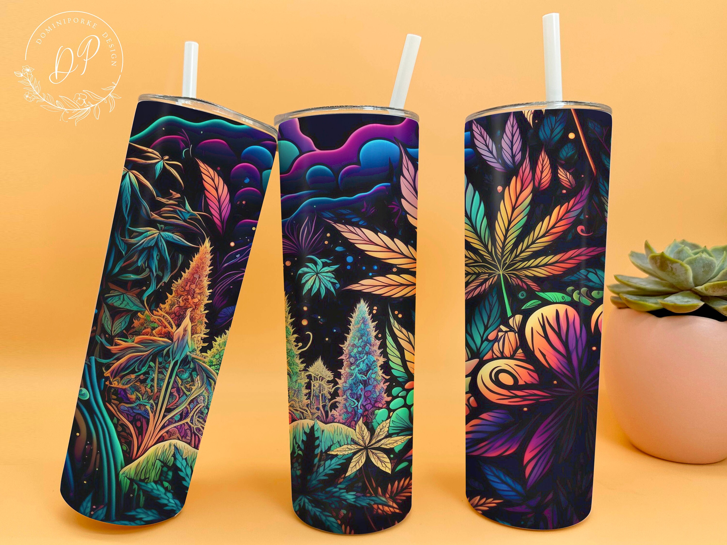 Bundle Neon Weed Marijuana Leaf 20oz Skinny Straight & Tapered - Etsy