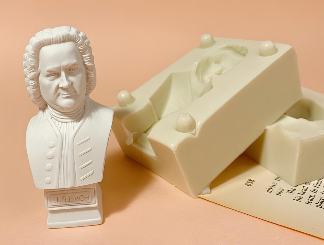 Bach Bust Silicone Mold, Jesmonite Plaster Resin Concrete Candle ...