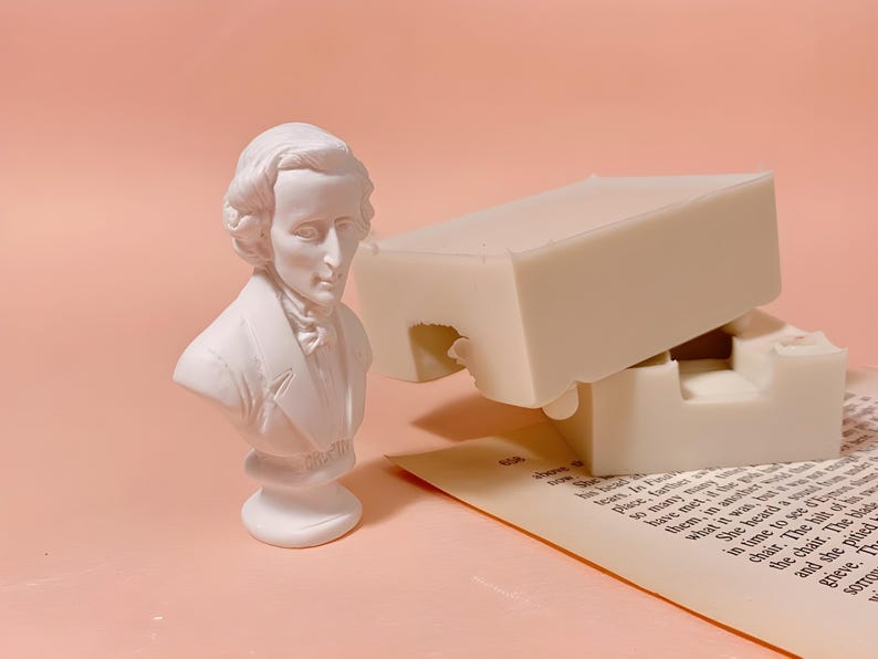 Small Chopin Bust Silicone Mold, Plaster Resin Concrete Candle Casting ...