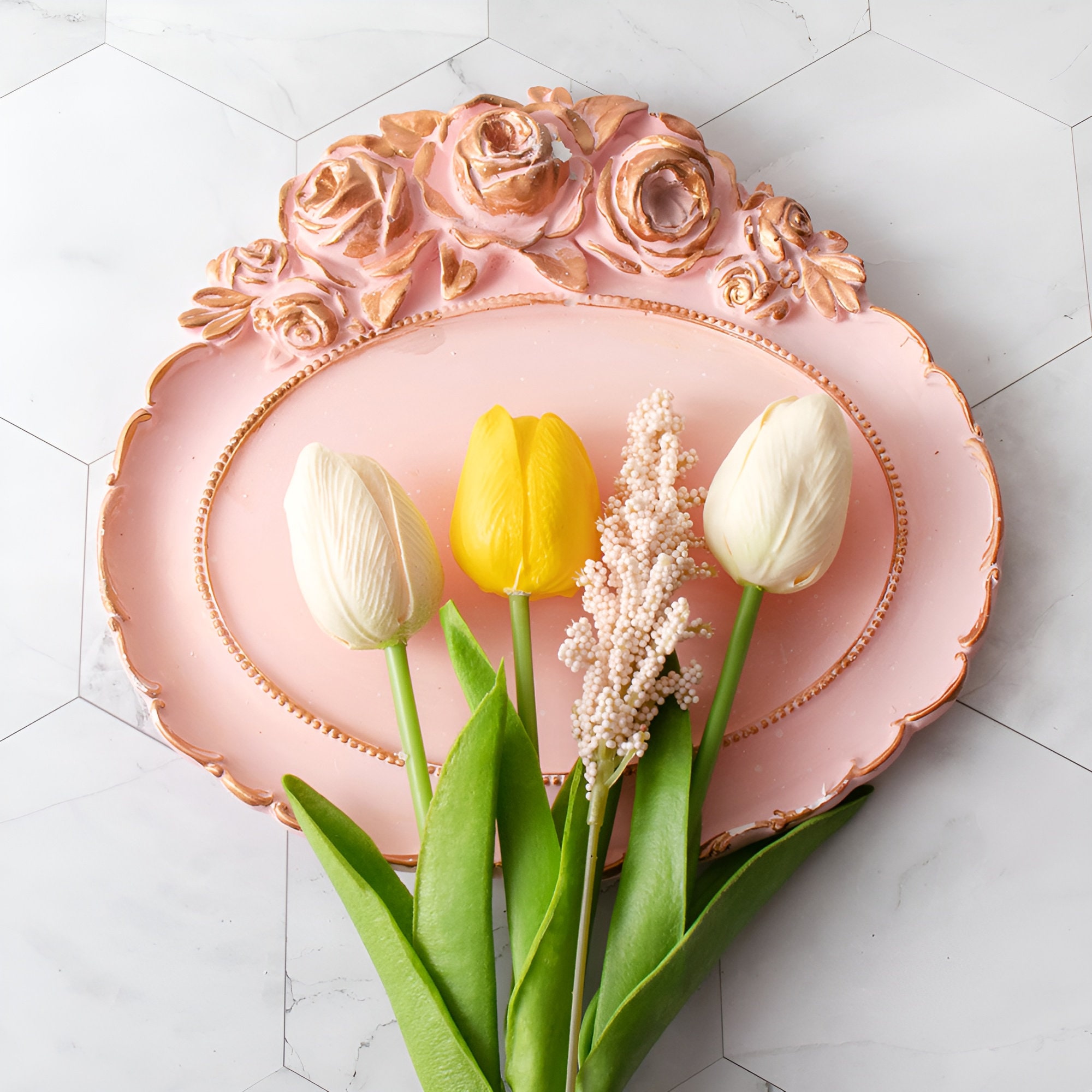 215mm Big Size Antique Rose Silicone Tray Mold, Large Picture Frame ...