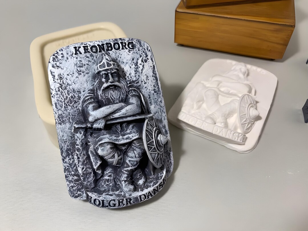 Holger Danske Statue Mold, Denmark Knight, Intaglio Ceramics Impression ...