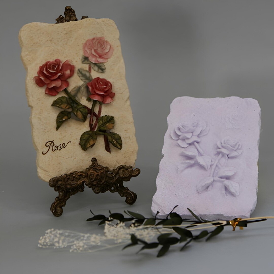 Rose Tablet Silicone Mold, Flower Intaglio Impression Frame, Gypsum ...