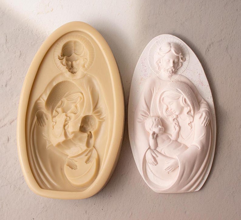 Big Size Joseph With Child Jesus and Mary Tablet Mold, Wall Decor ...