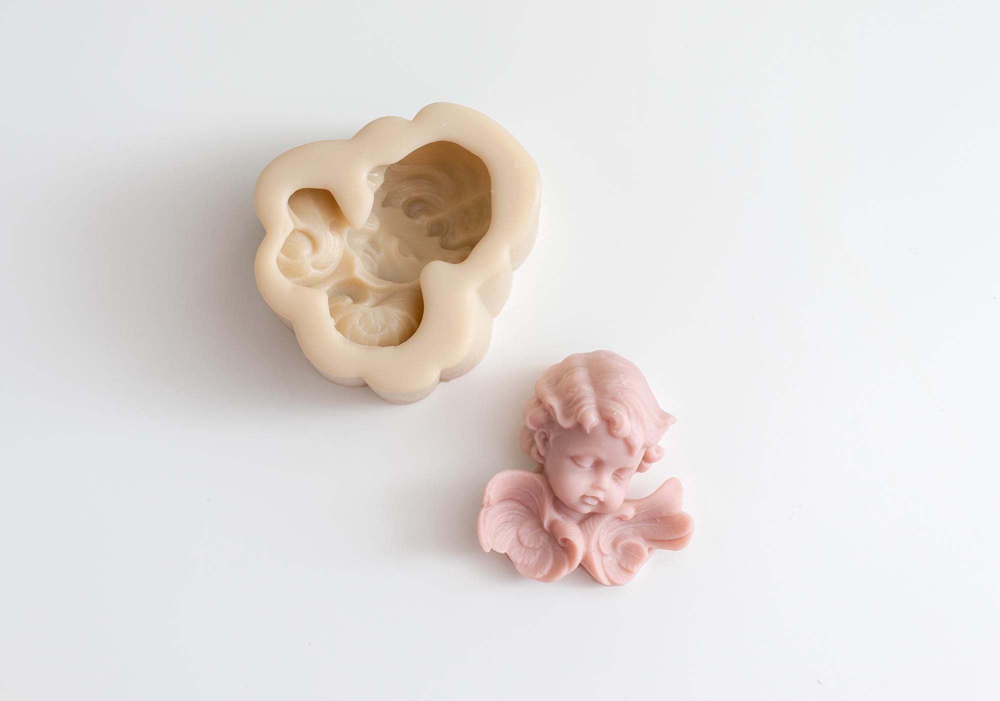 3 Size Baby Angel Silicone Mold, Angel With Closed Eyes, Candle Resin ...