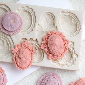 7 Cavity Vintage Inspired Cameo Lady Deco Mold,antique Silicone Candle ...