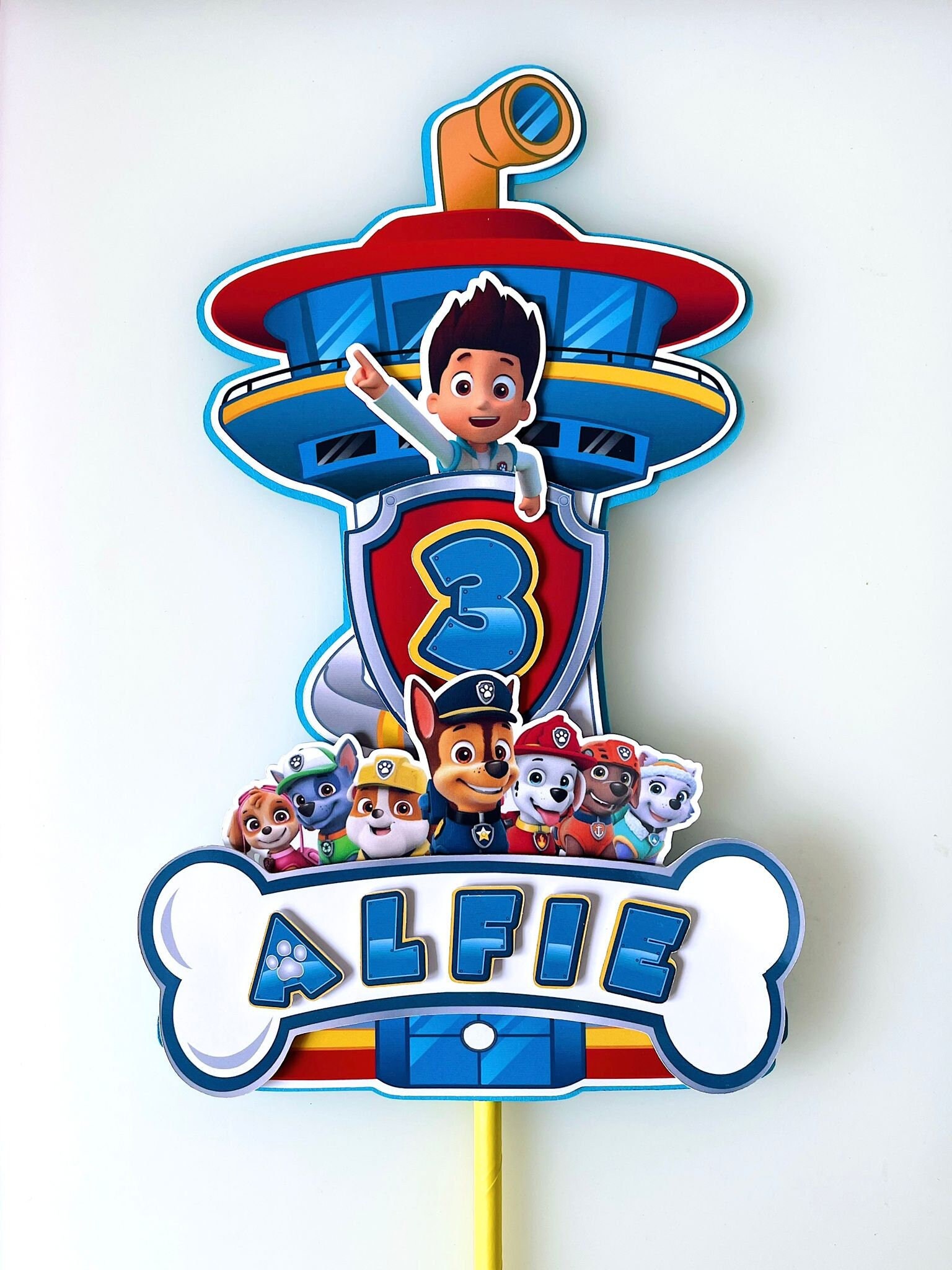 Paw Patrol Cake Topper Personalised With Any Age And Any Name Etsy Uk