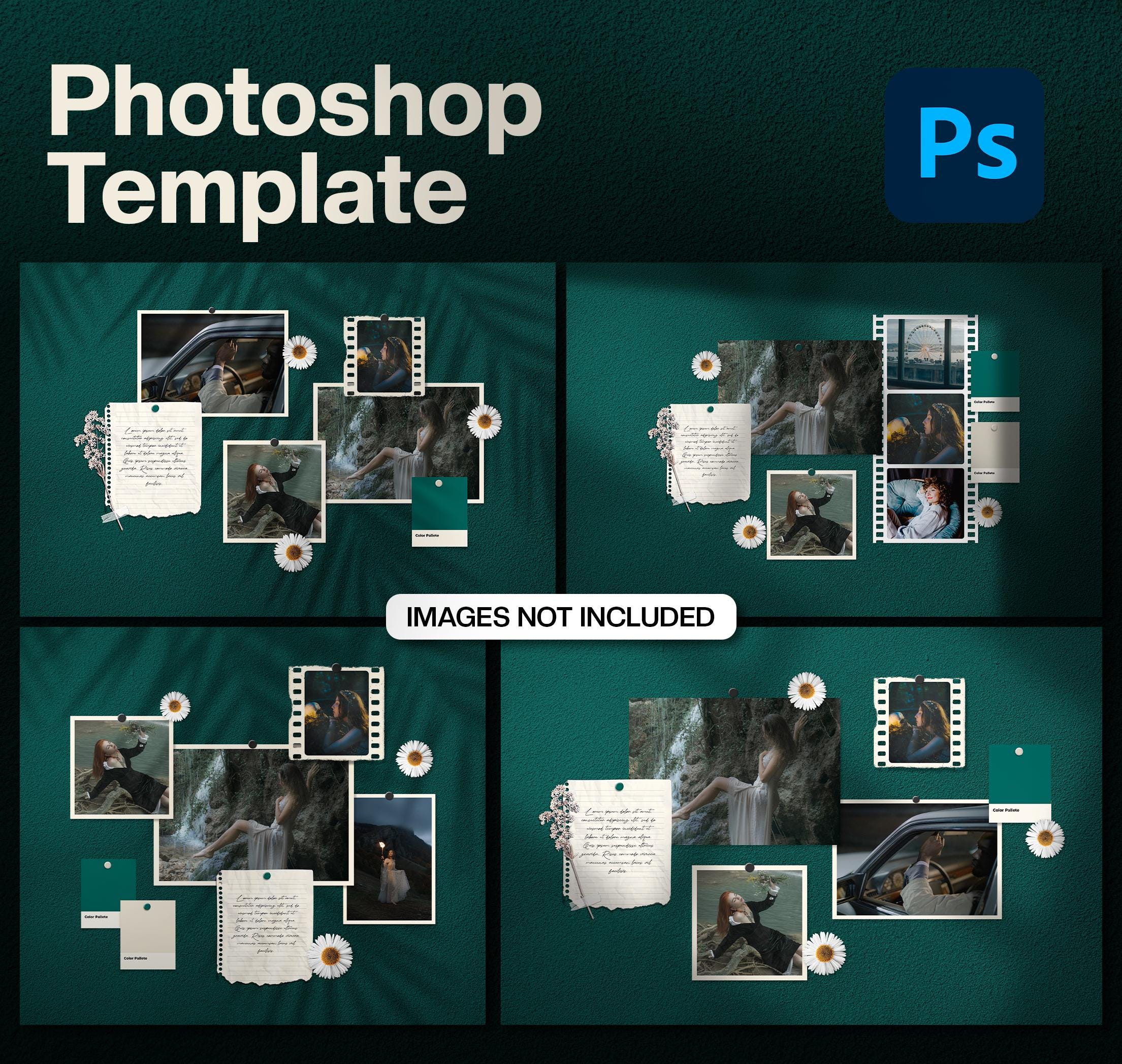 Photo Collage Aesthetic Template, Editable, Photoshop, Digital Template ...