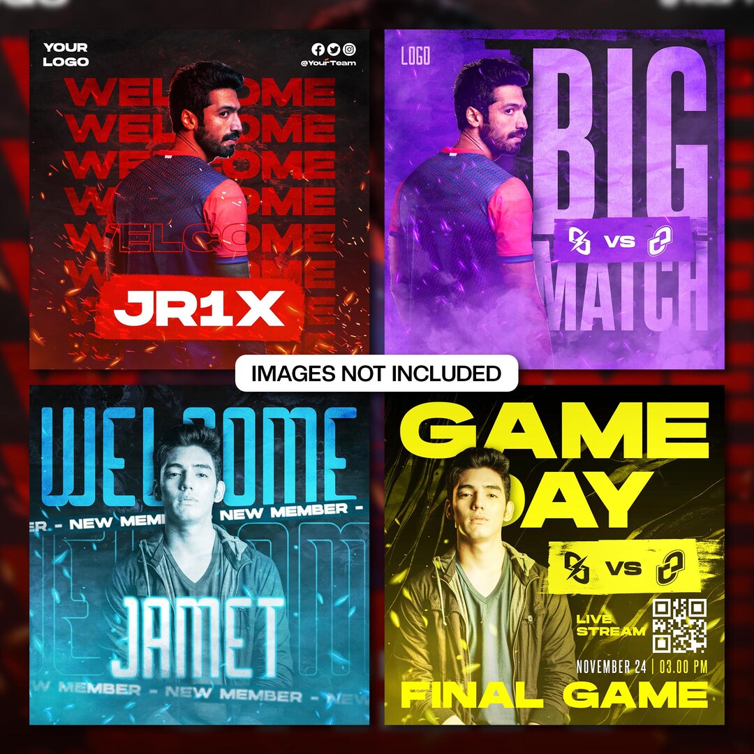 4 Photoshop E-sports Social Media Templates - Gaming Template, Pro ...
