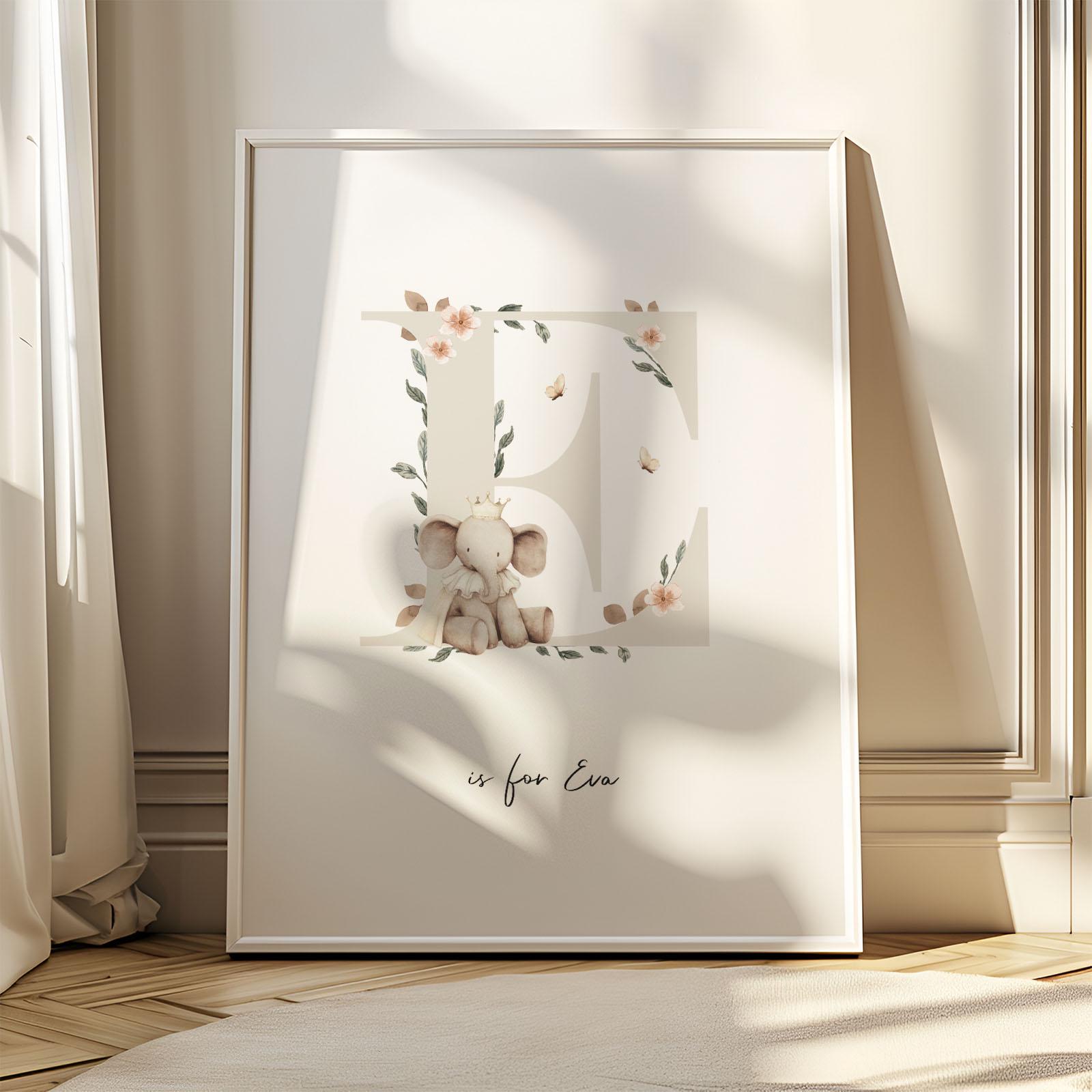Personalized Initial Animal Print | Custom Name Print | Nursery Wall ...