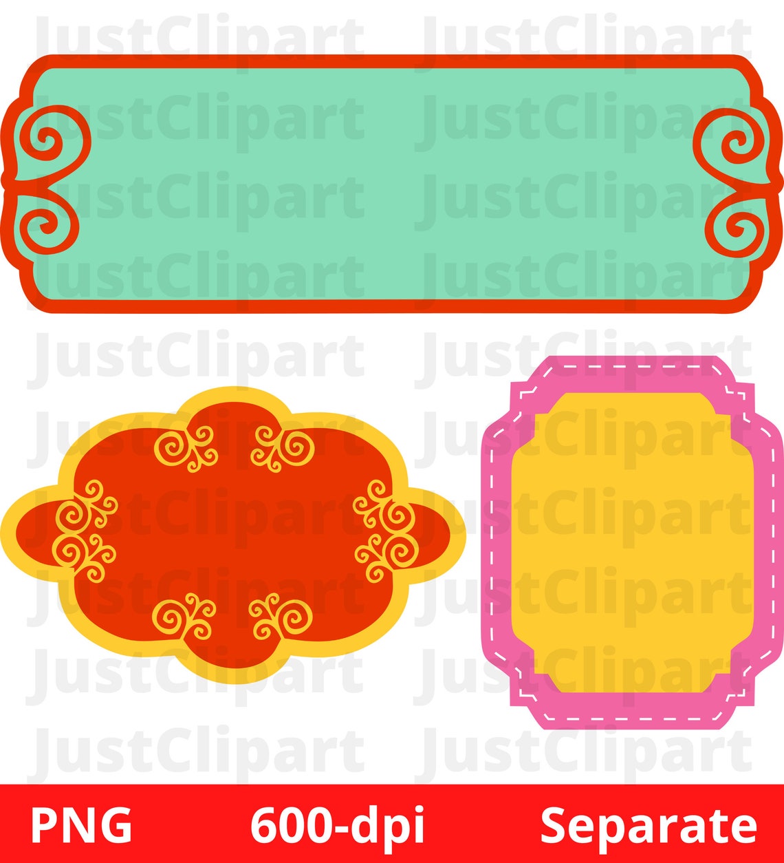 Frames Clipart Colorful Frames Clipart Digital Frames - Etsy