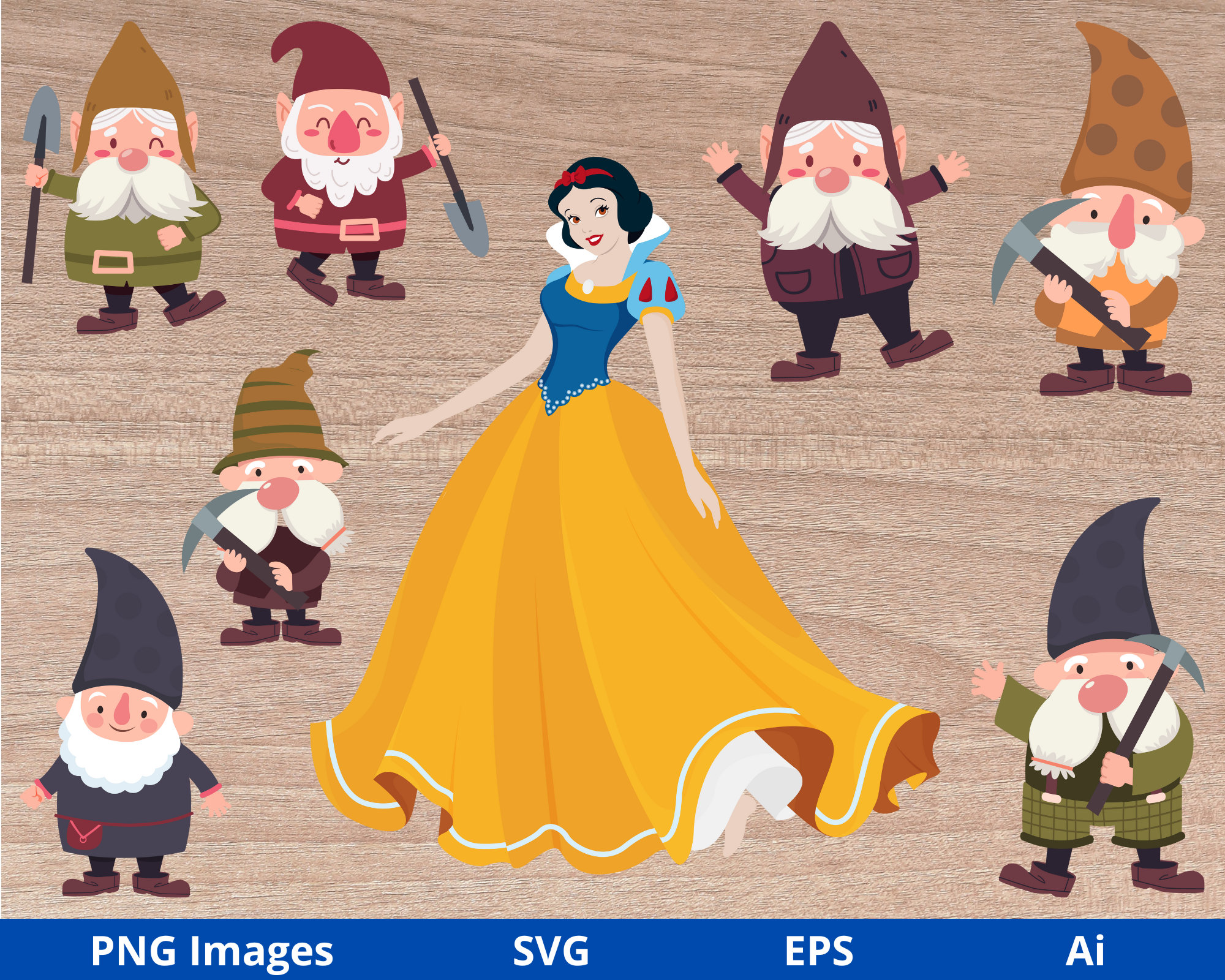 Snow White Svg, 7 Dwarfs Svg, Snow White and the Seven Dwarfs Clipart ...