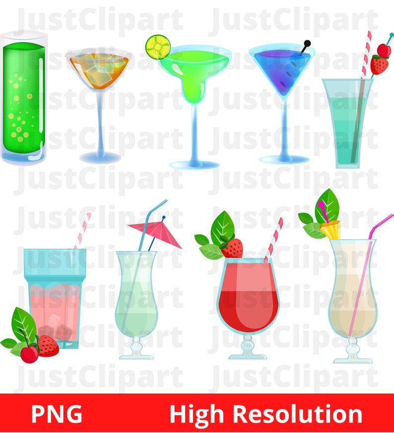 Cocktails Clipart, Summer Clipart, Summer Cocktail Clipart, Tropical ...