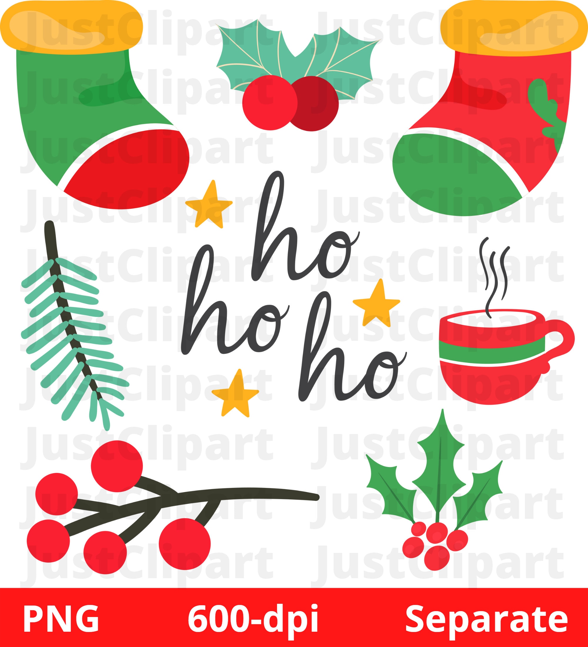 Christmas Clipart, Hand Drawn Christmas Clip Art, Xmas Elements, Winter ...