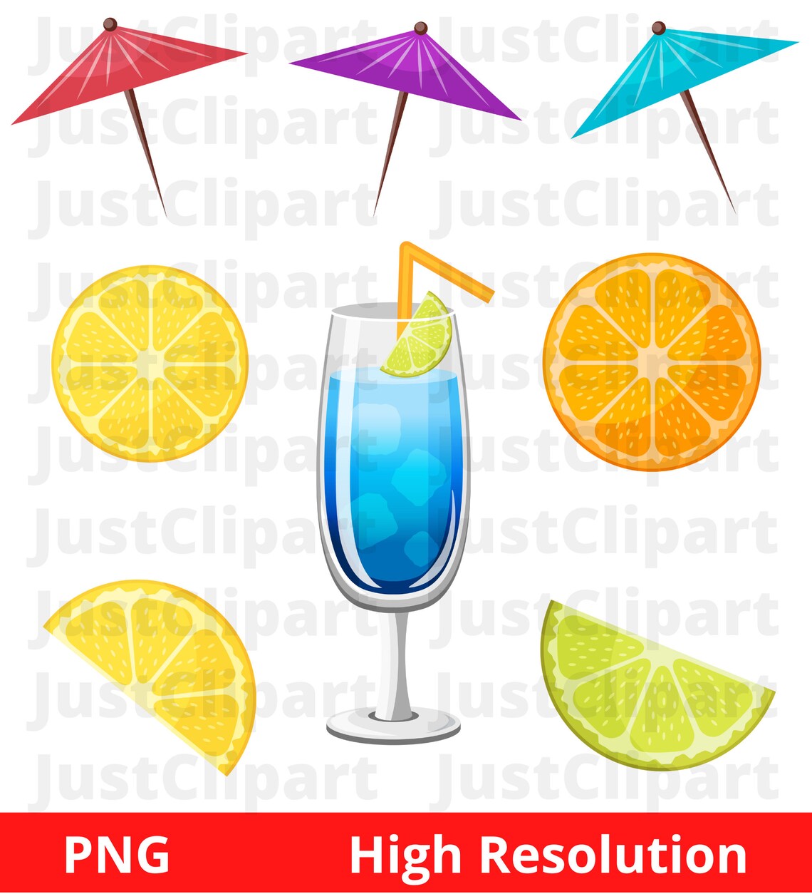 Cocktails Clipart, Summer Clipart, Summer Cocktail Clipart, Tropical ...