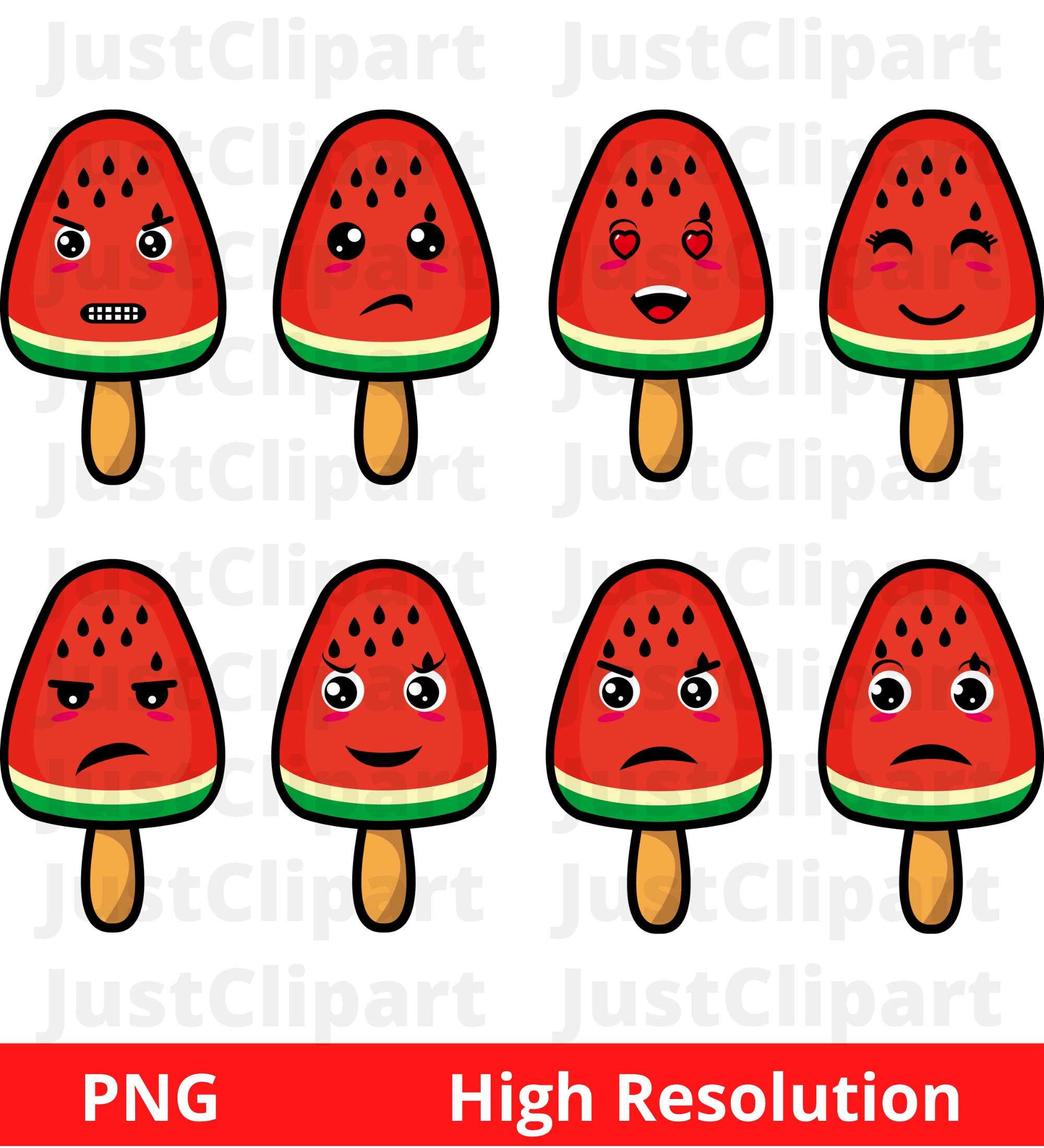 Kawaii Watermelon Ice-cream Clipart Watermelon Clipart - Etsy