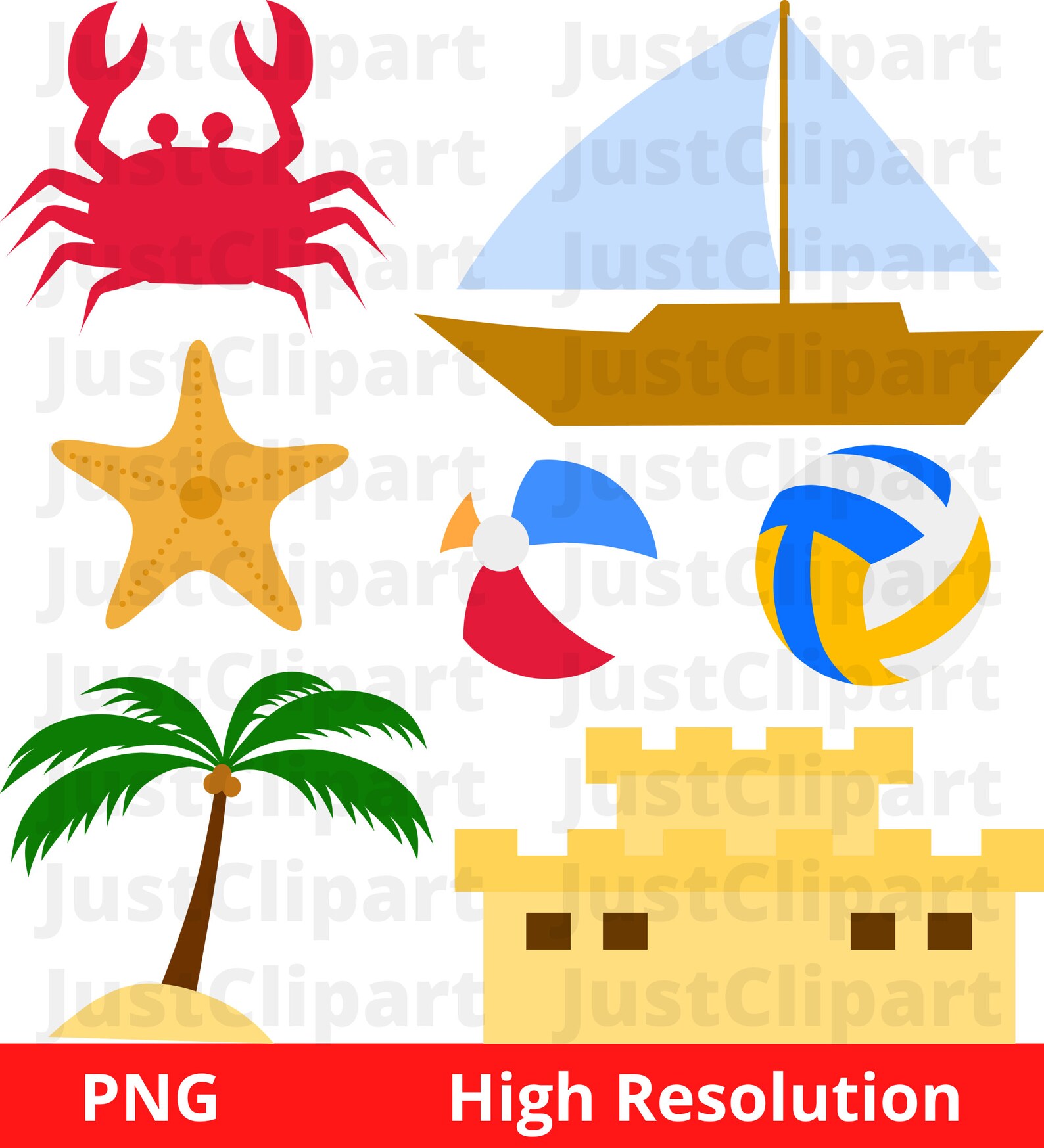 Summer Clipart, Beach Clipart, Tropical Fun Clipart, Season Clipart ...