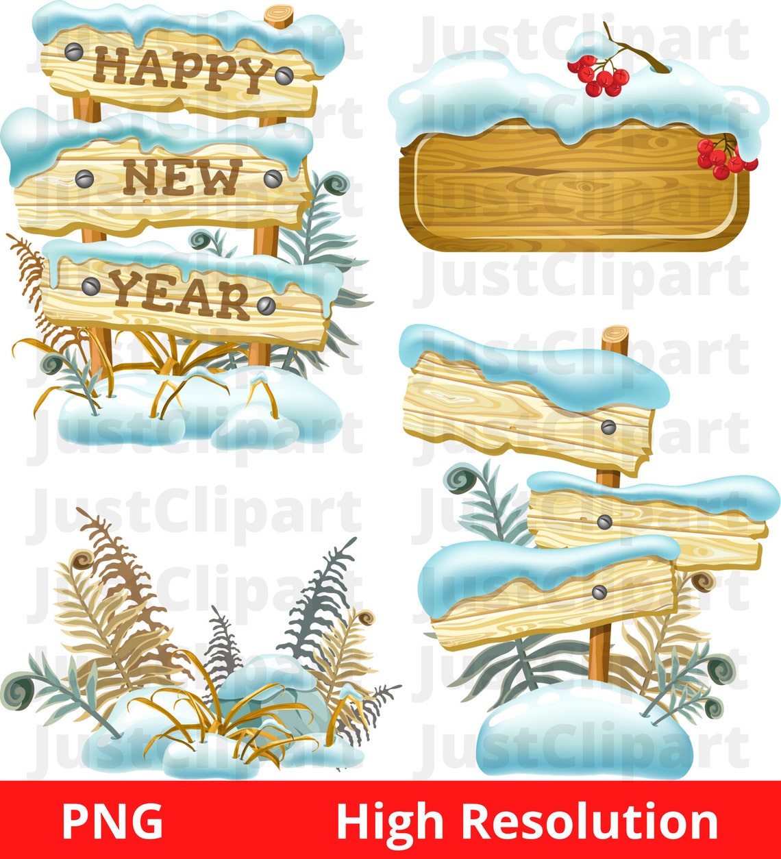 Wooden Sign Board Clipart, Snowdrift Clipart, Winter Clipart, Sign ...