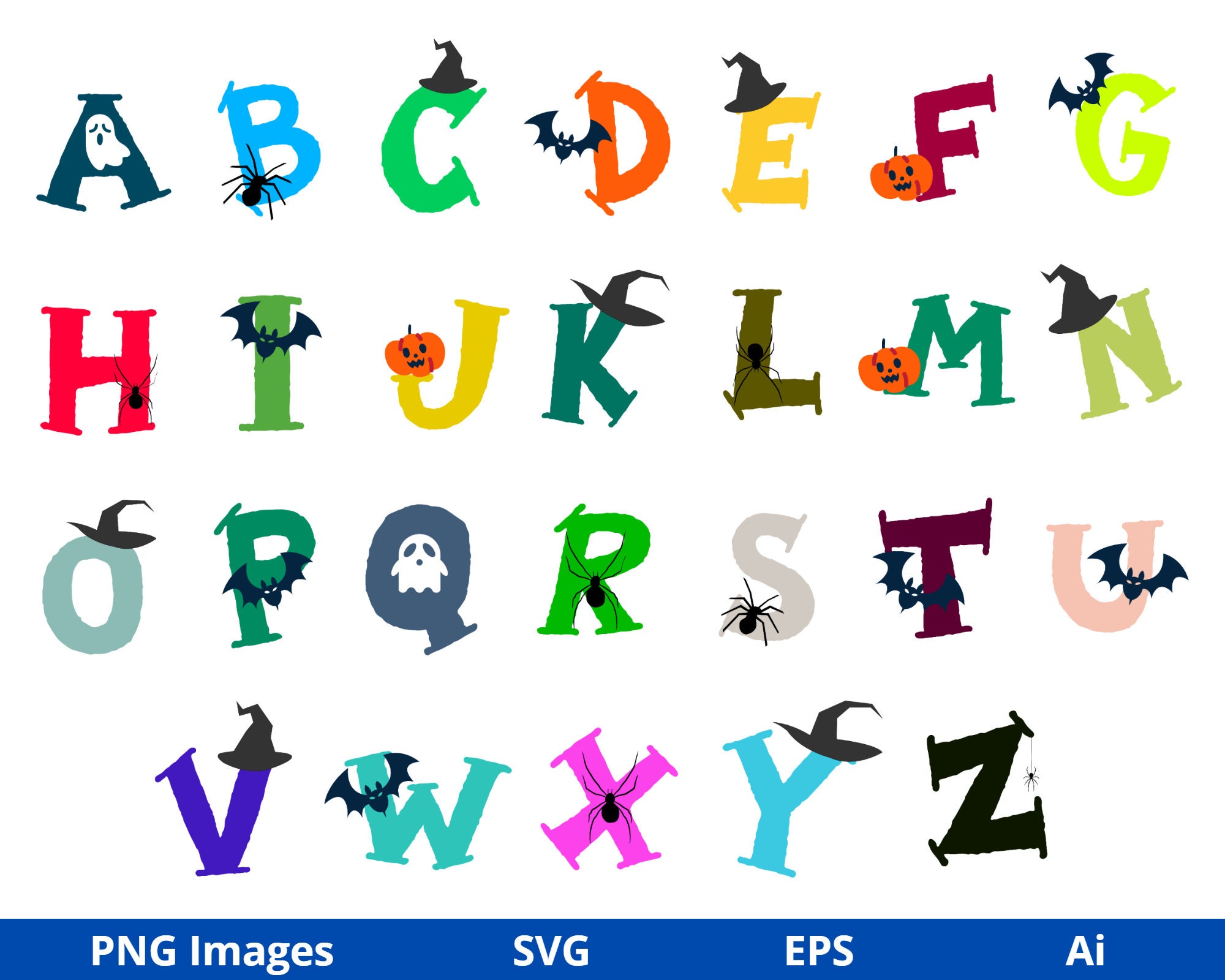 Halloween Alphabet Clipart, Halloween Letters Svg, Halloween Svg ...