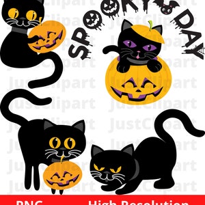 Halloween Clipart Black Cat Clipart Halloween Cat Clipart - Etsy