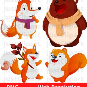 Autumn Animals Clipart Fall Clipart Autumn Clipart Leaves - Etsy