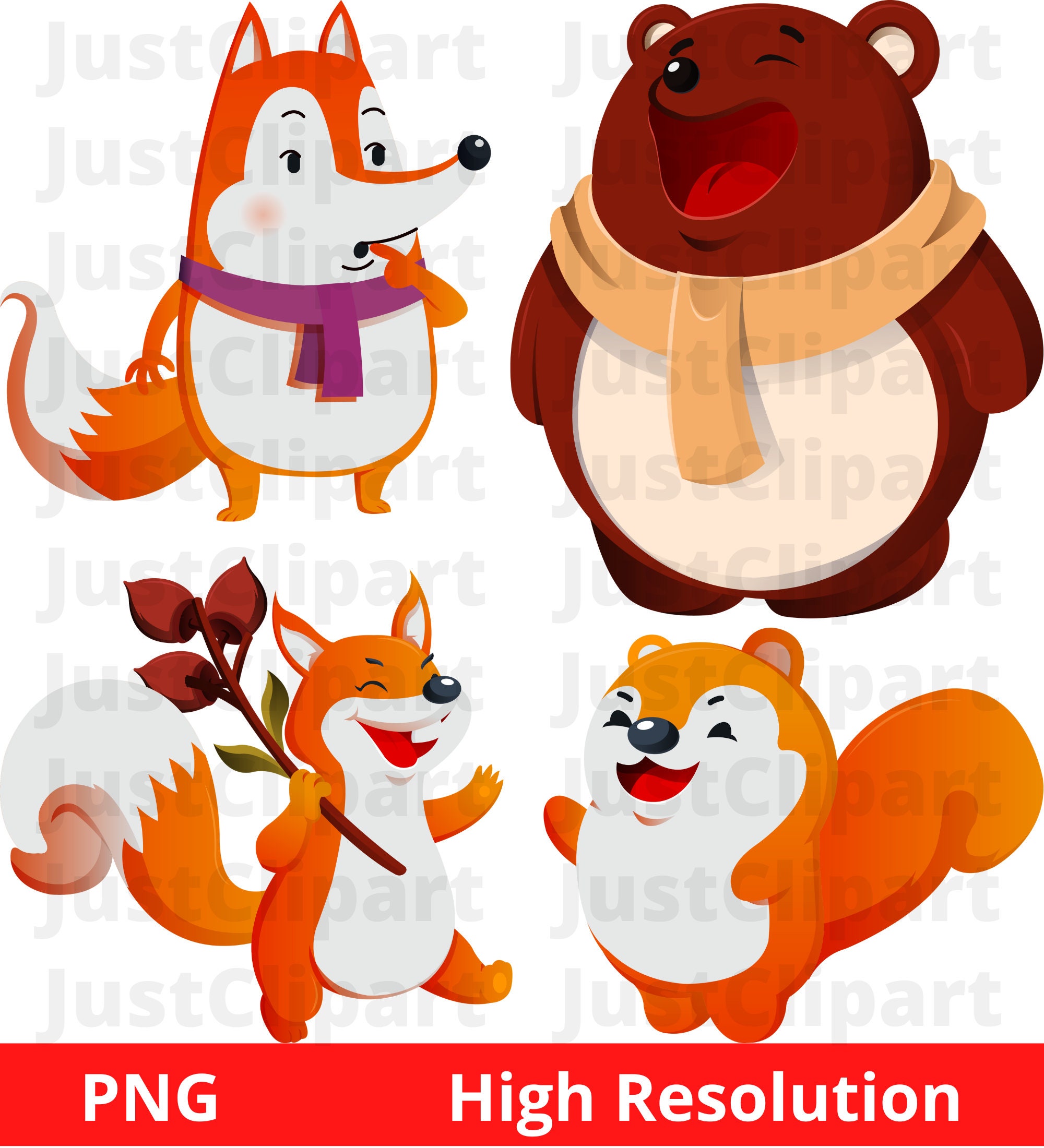 Autumn Animals Clipart, Fall Clipart, Autumn Clipart, Leaves Clipart ...