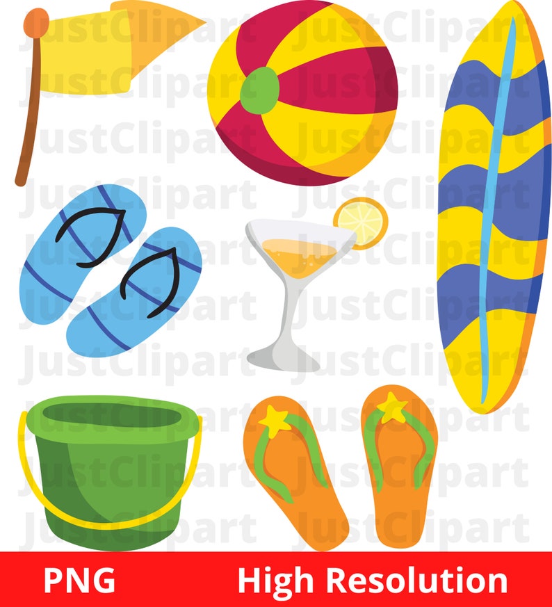 Summer Clipart, Beach Clipart, Tropical Fun Clipart, Season Clipart ...