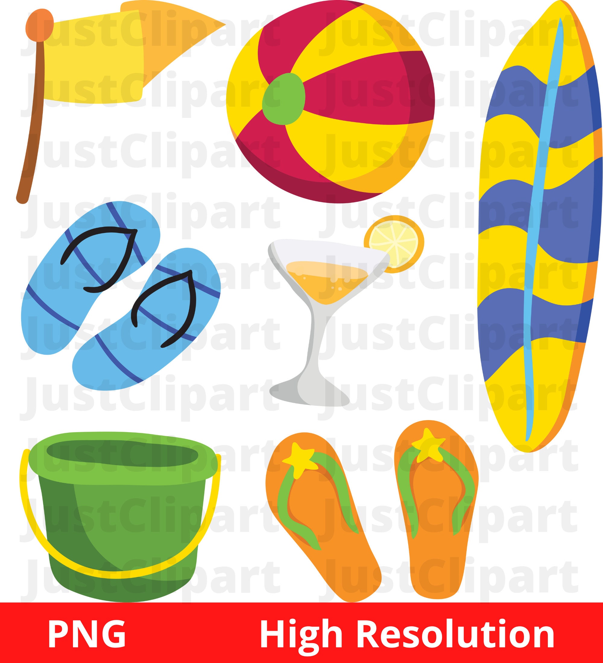 Summer Clipart, Beach Clipart, Tropical Fun Clipart, Season Clipart ...