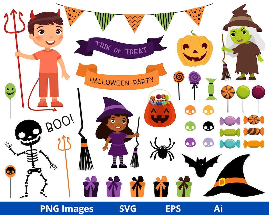 Halloween Party Clipart, Halloween Clipart, Halloween Decor Elements ...